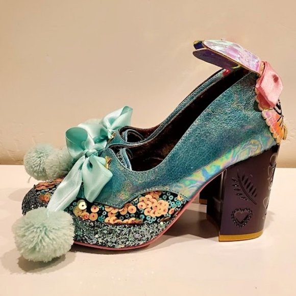 Irregular Choice | Shoes | Sz 37 Iridescent Aqua Sequin Sparkle Bunny ...